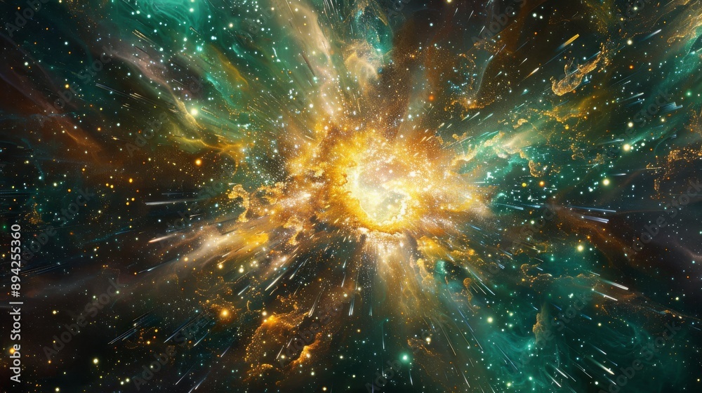 Explosive Cosmic Event with Vibrant Colors and Energy Bursts, Perfect ...