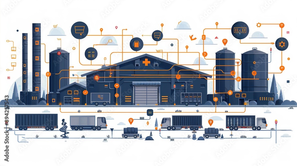 ภาพประกอบสต็อก Global supply chain with abstract logistics hubs and ...
