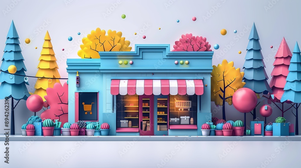 Digital transformation in retail with abstract online shopping trends ...