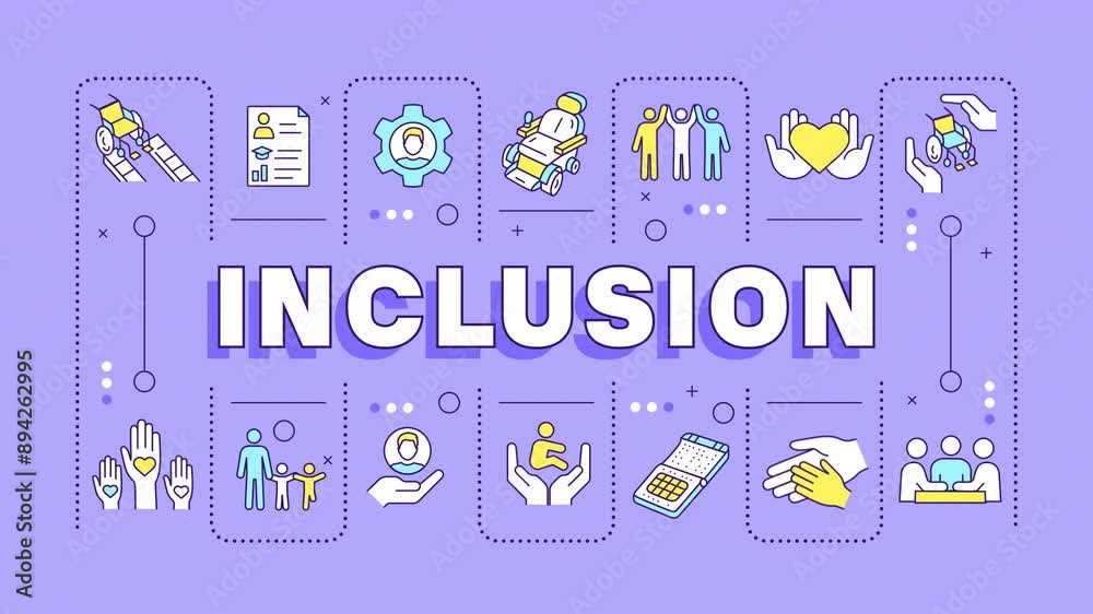 Inclusion word cloud animation. Social justice, equal opportunity ...