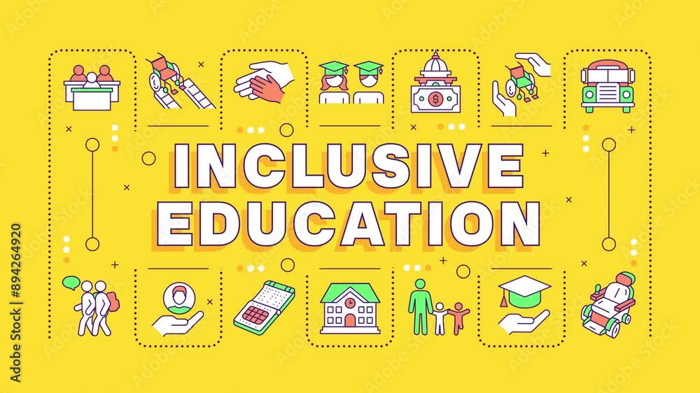 Inclusive education word cloud animation. School inclusion, equal ...