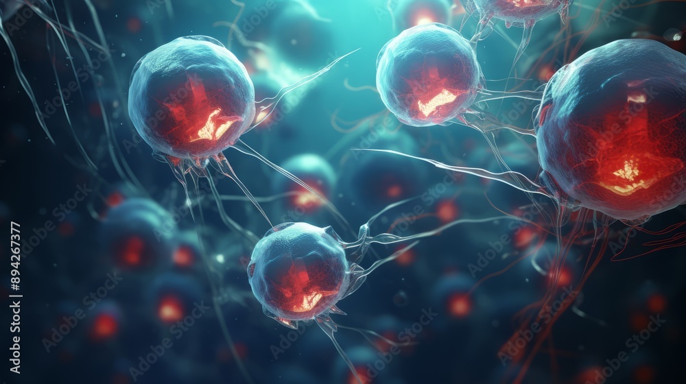 Creative 3d illustration of embryonic stem cells: innovative cellular ...