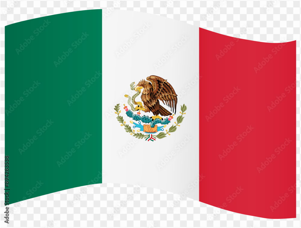 Mexico flag wave isolated on png or transparent background vector ...