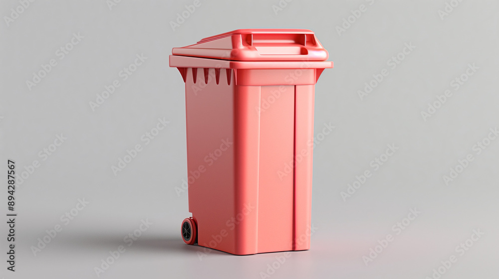Stack of biological biohazard infected red bins. Sign showing the ...