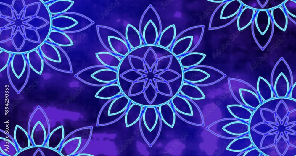 4K cool design flower animation on a cool colorful background.Neon ...