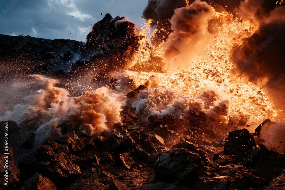 Blasting rocks to reveal veins for refining minerals is a powerful and ...