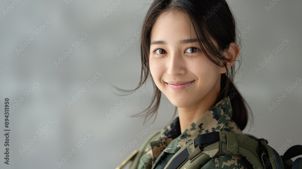 Realistic hyper-detailed portrait of a cheerful young Asian woman ...