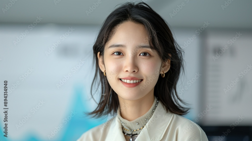 Realistic hyper-detailed portrait of a cheerful young Asian woman IT ...