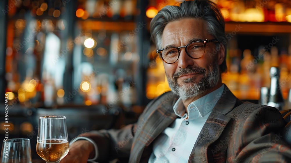 Confident rich middleaged mature wealthy businessman chilling relaxing ...