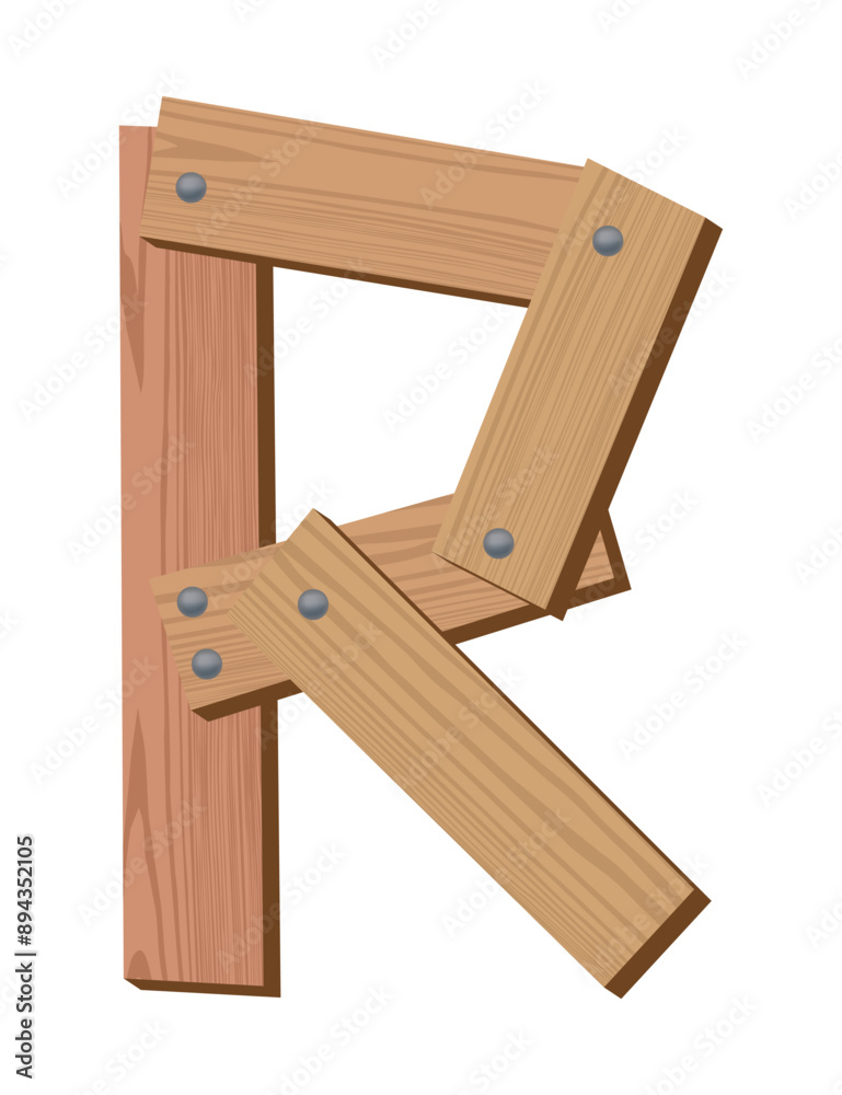 Wooden alphabet font, symbol R. Texture letter isolated on white ...