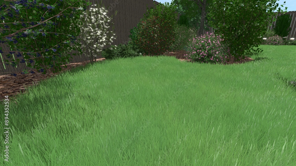 3d image of the landscape design of the home territory. Landscaping of ...
