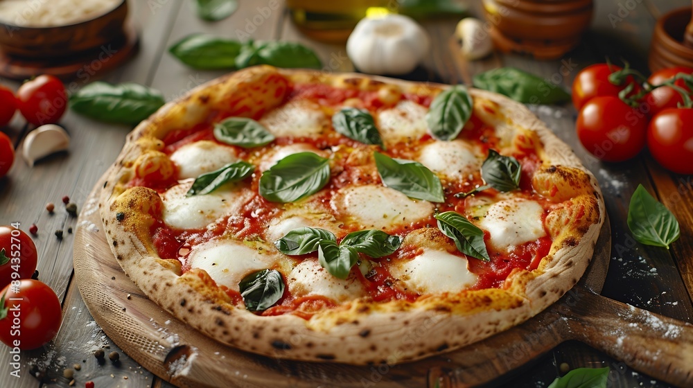 Original italian neapolitan pizza Margherita with melted mozzarella ...