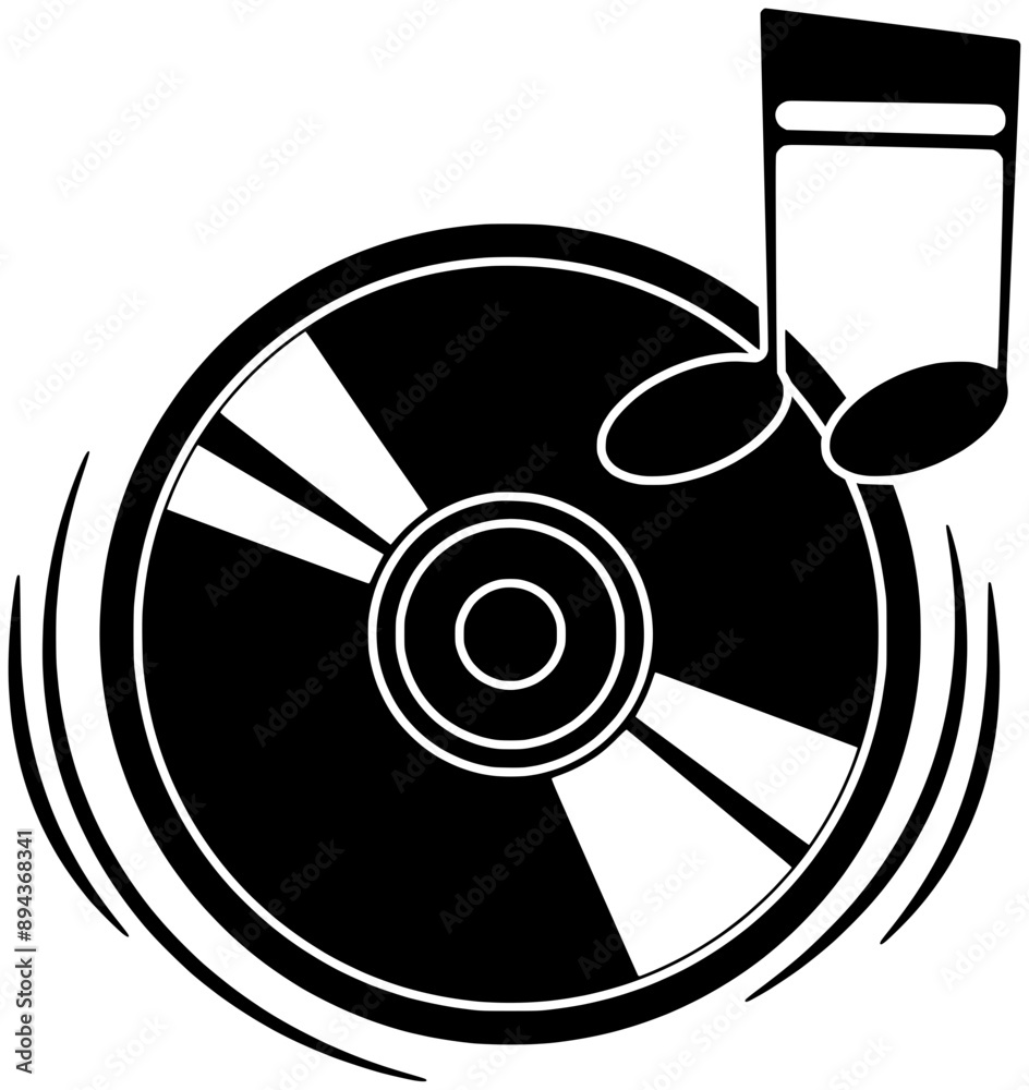 vinyl illustration music silhouette record logo disc icon retro outline ...