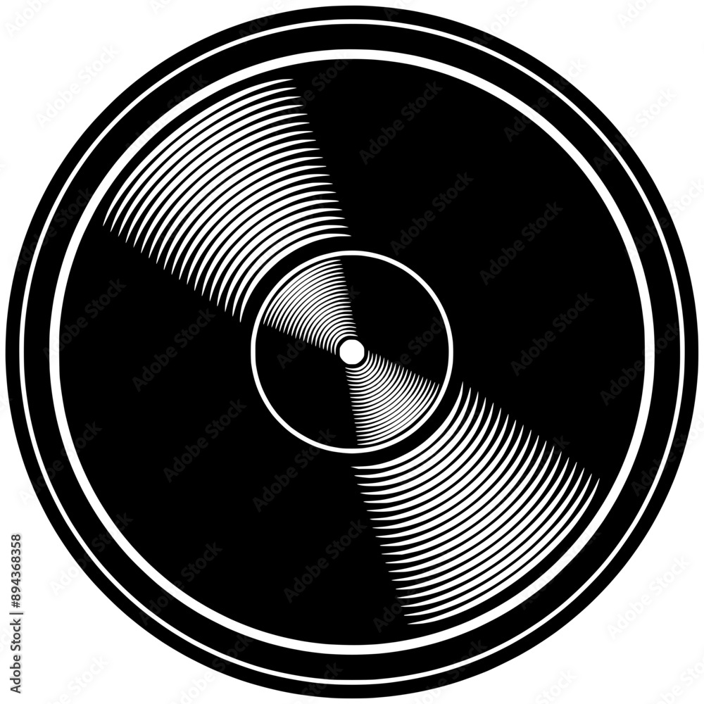 vinyl illustration music silhouette record logo disc icon retro outline ...