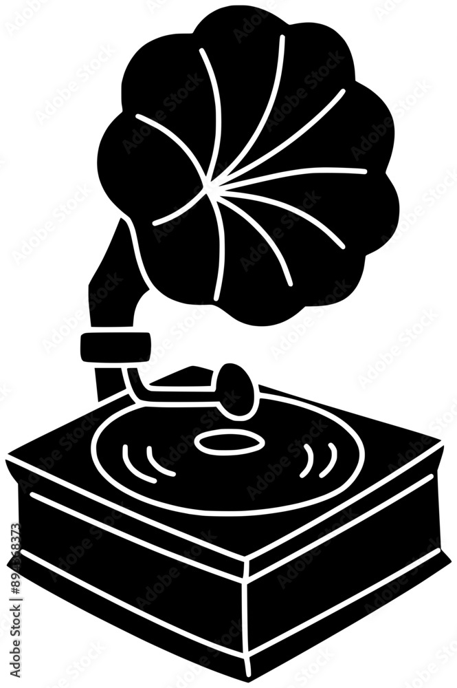 vinyl illustration music silhouette record logo disc icon retro outline ...