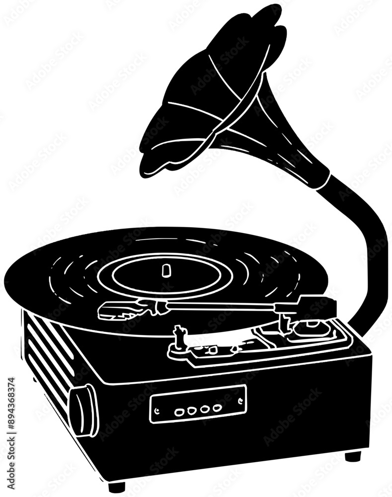 vinyl illustration music silhouette record logo disc icon retro outline ...