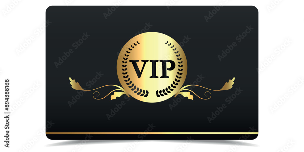 Vip. Vector black banner with gold vip text. Vip label. Vip and black ...