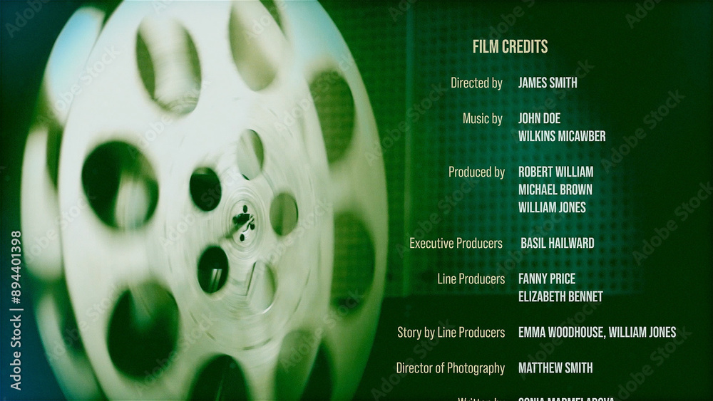 Film Closing Credits with Real Footage of the Film Projector Reel Stock ...