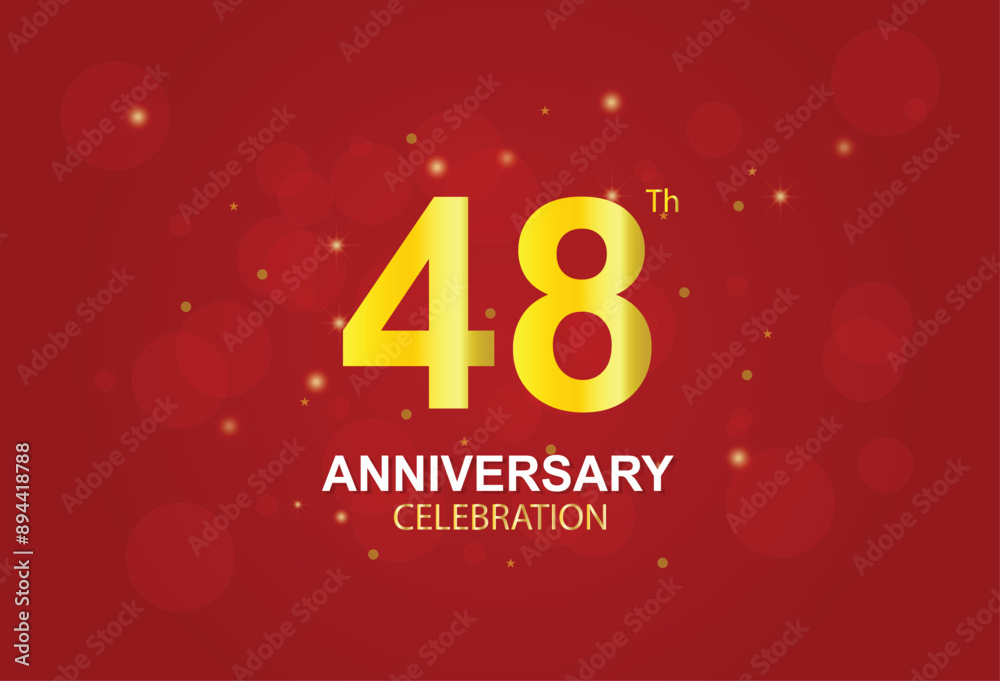 48th Anniversary logo design with double line numbers. Golden ...