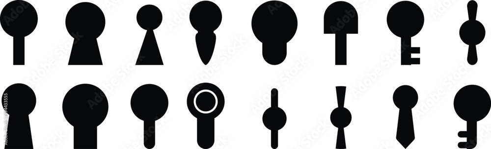 Keyhole icon set. premium door key hole. Shape of lock of door ...