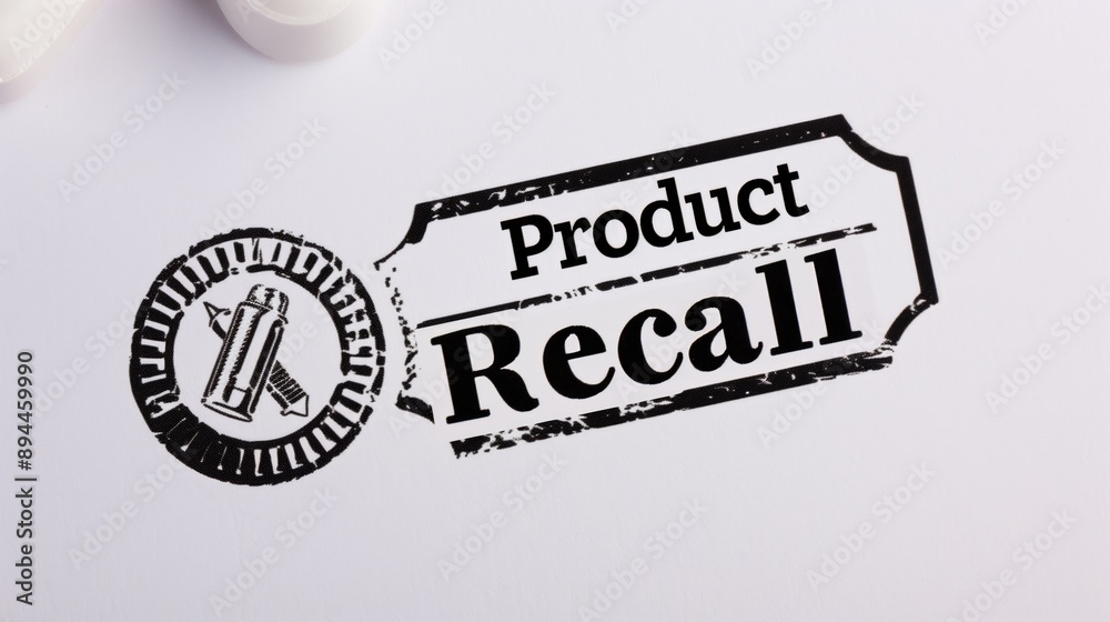 Product Recall stamp on white background with circular damaged product ...