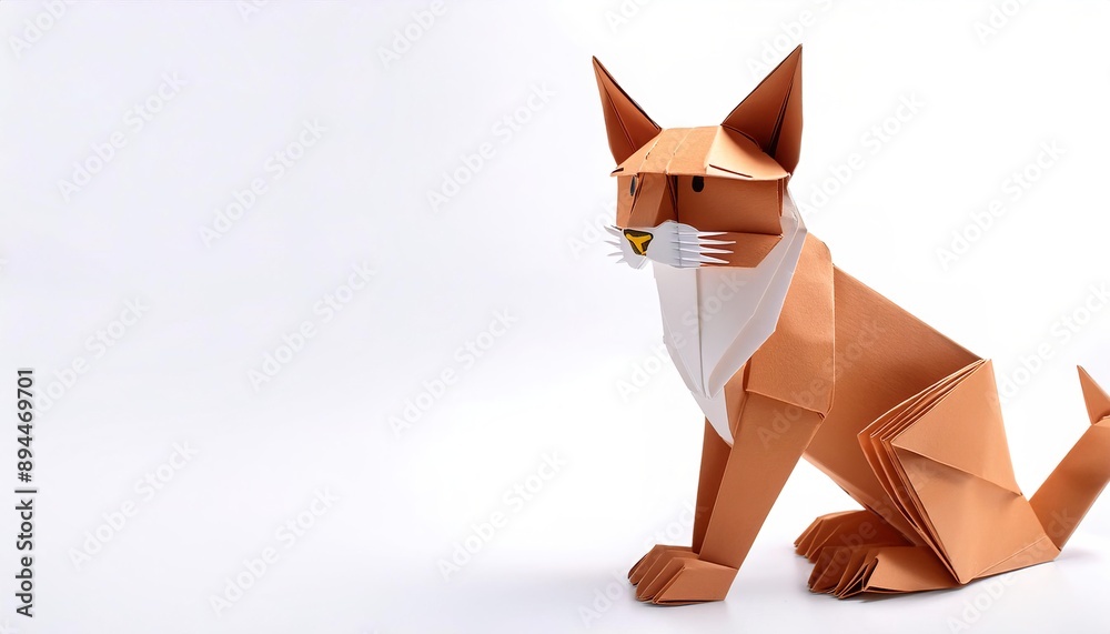 Animal concept origami isolated on white background of a Canadian Lynx ...
