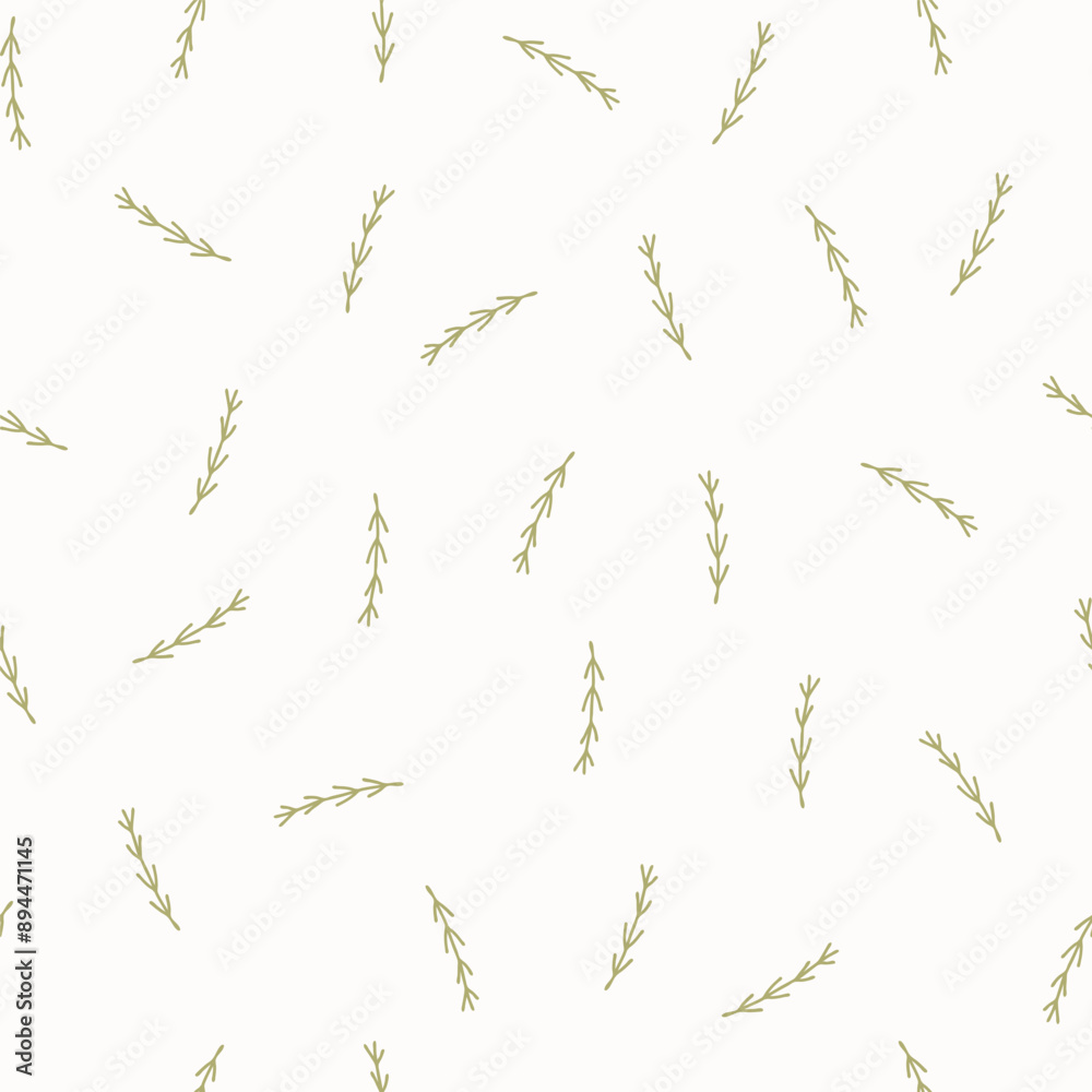 Vector simple seamless pattern with green stems on white background ...