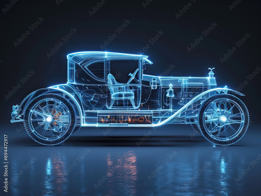 Car 1900s visualization with augmented reality Transparent car in ...