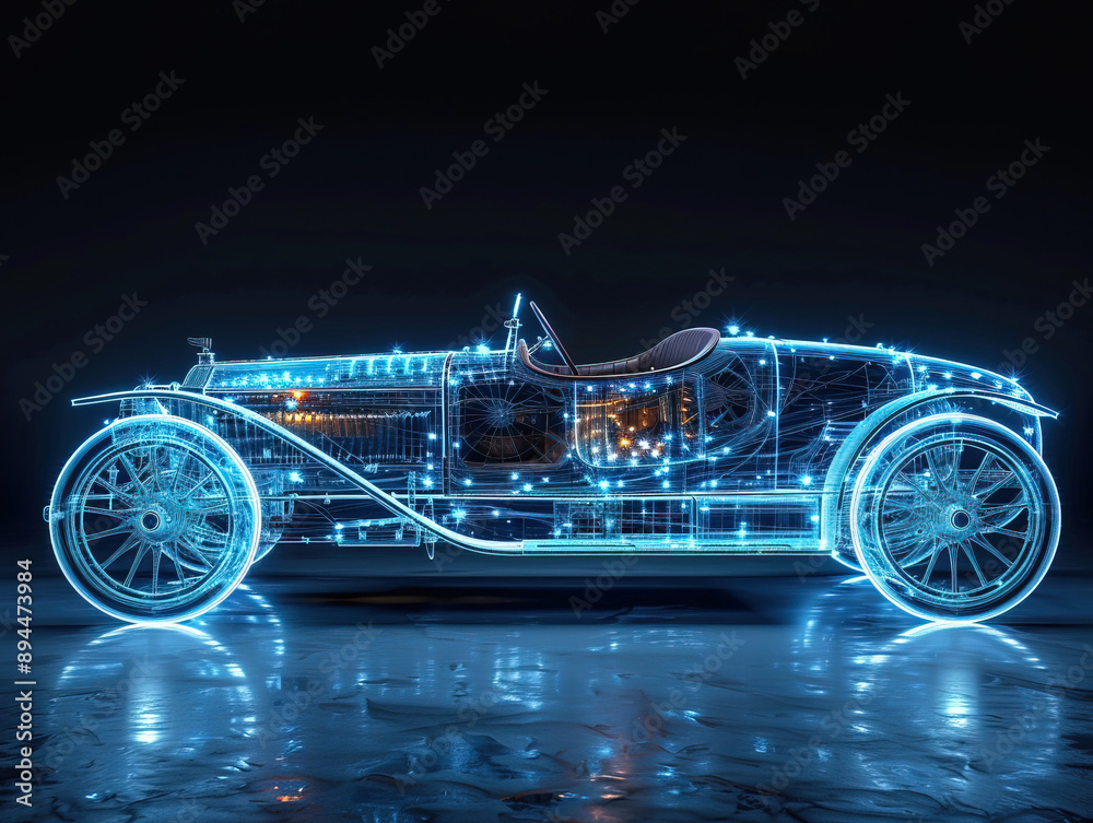 Car 1900s visualization with augmented reality Transparent car in ...