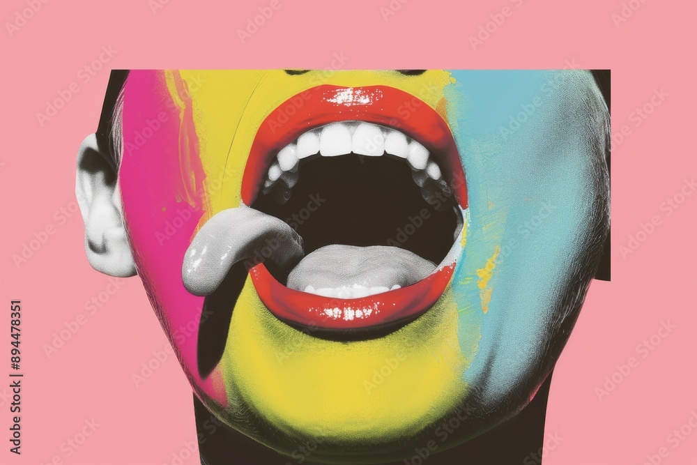 tongue-out emoji on a coral background with space for text The emoji is ...