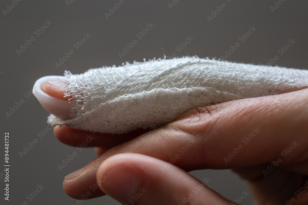 Mallet finger, stack splint on the middle finger with bandage to ...