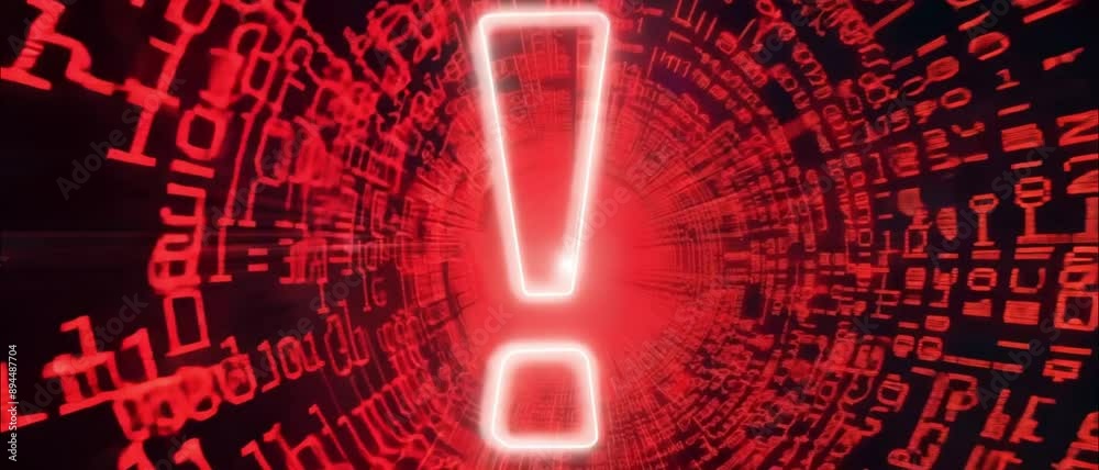 Animation of computer windows folder source code and text alert sign ...