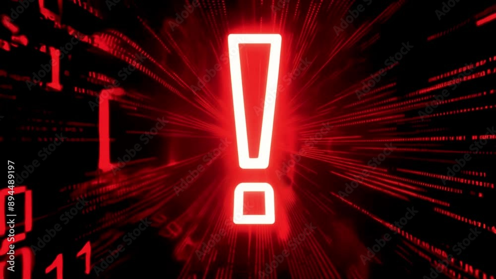 Animation of computer windows folder source code and text alert sign ...