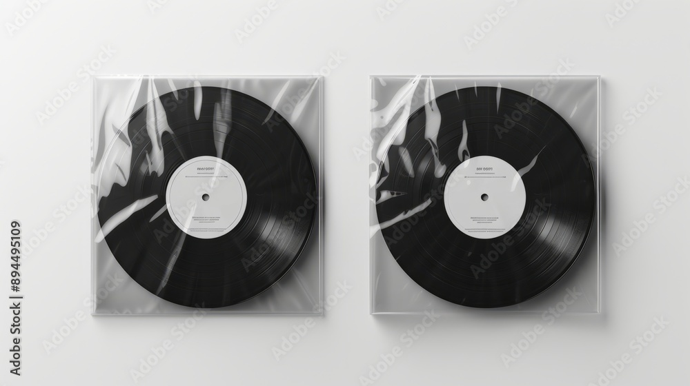 Vinyl plastic album cover frame with shrink texture overlay. A ...