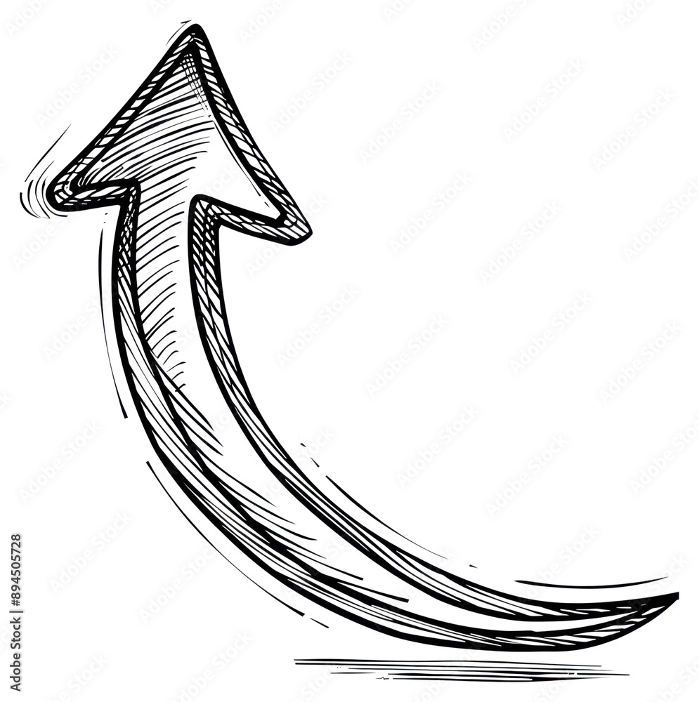 PNG A line of curved direction arrow sign drawing symbol art. Stock ...
