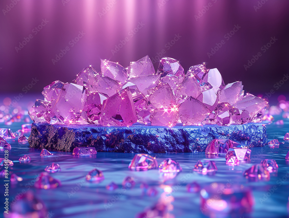 Crystal podium diamond 3d background display glass jewelry product ...