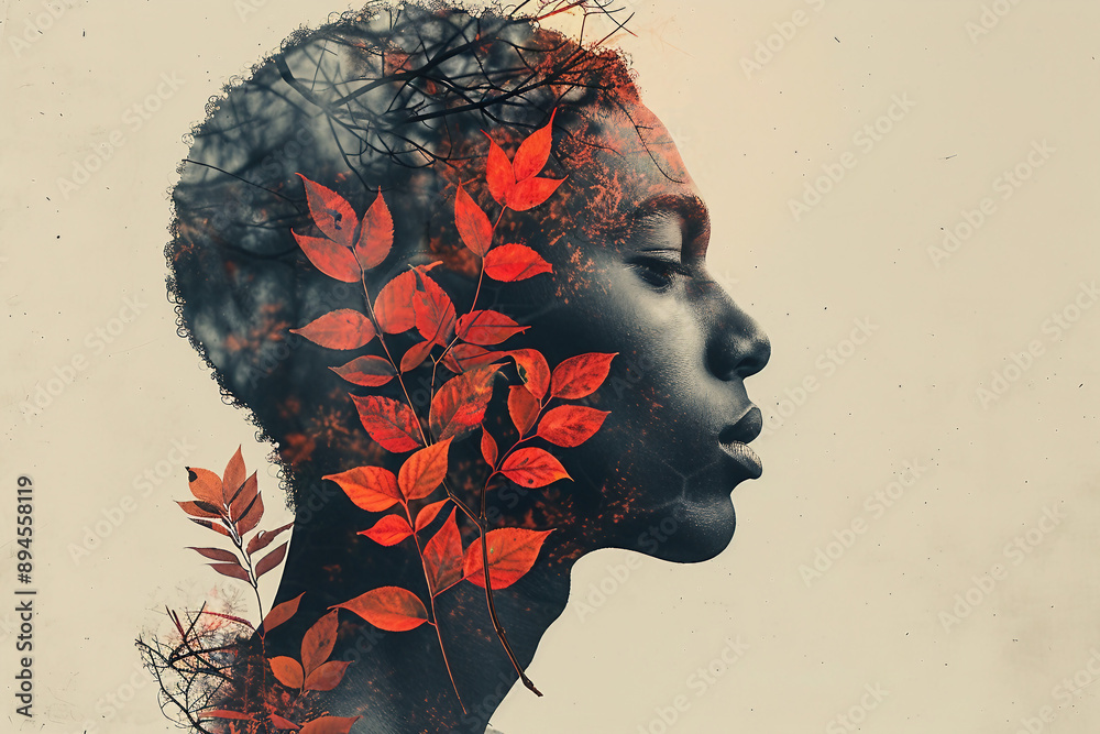 Generative AI technology cut-out graphical retro collage with vivid ...