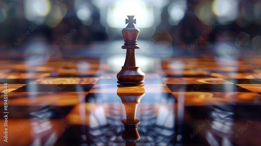 chess pawns reflection shows a majestic queen symbolic scene set on a ...