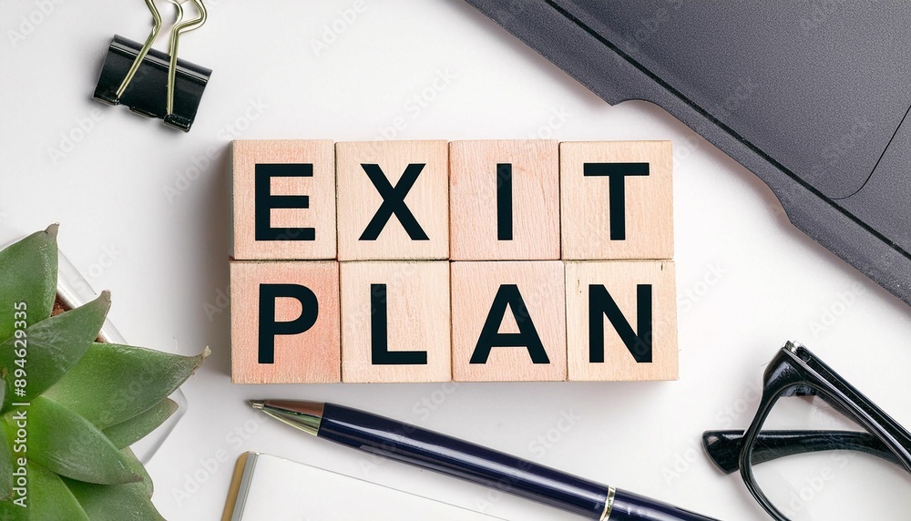 Exit Plan Concept Text on an Office Work Background Stock Photo | Adobe ...