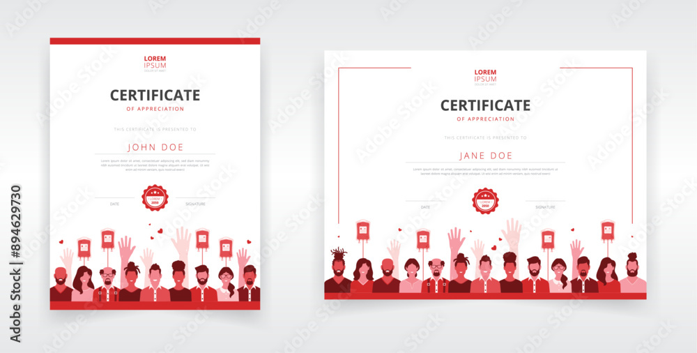 Poster Modern certificate templates for blood donation campaigns – Wall ...