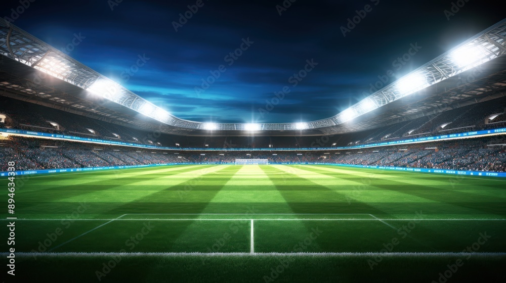 a beautiful sports football stadium with a green grass field that ...