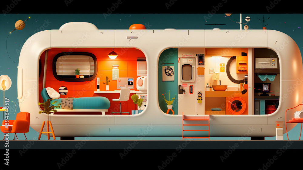 A colorful cartoon-style illustration of the interior space inside an ...