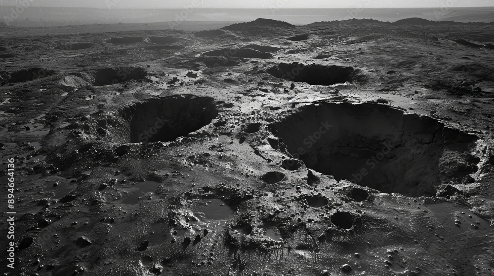 The ground was pockmarked with shell holes and craters from artillery ...
