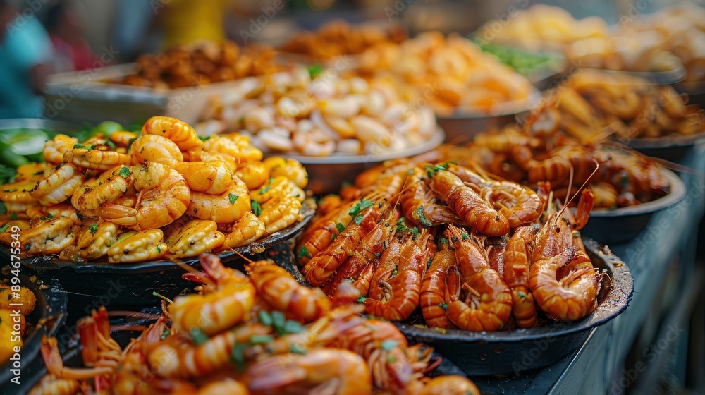 Fried Insects, Bugs, Crickets, Seafood, And Small Crabs Grilled ...