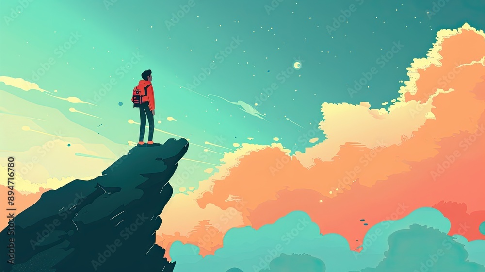 Chasing dreams flat design side view motivational theme animation ...