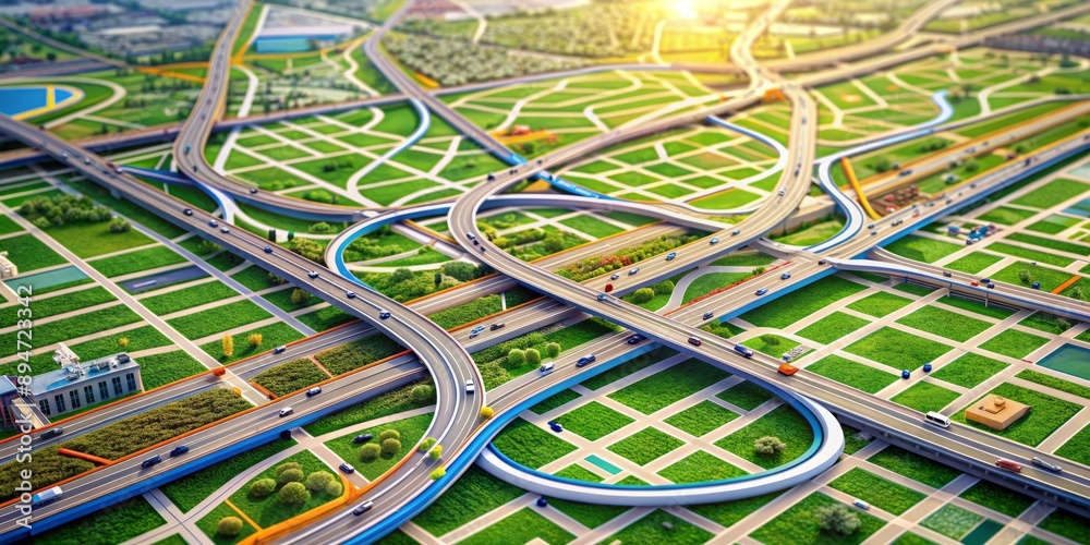Unfolded roadmap with diverse paths and intersections symbolizes ...