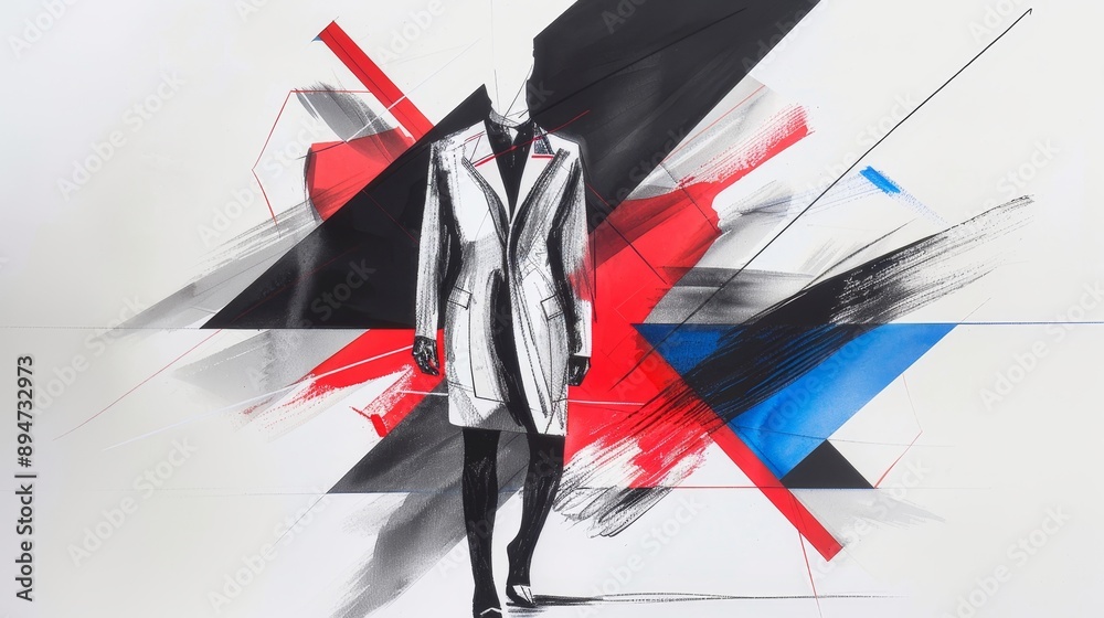 Dynamic fashion sketch, runway scene with edgy, modern designs, bold ...
