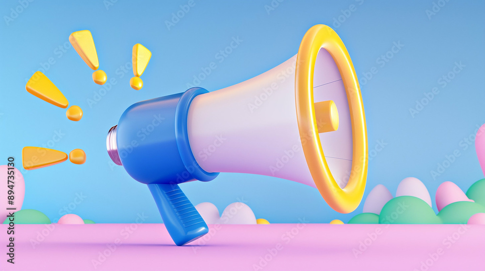 Megaphone for Announcement. Colorful Megaphone with Sound Effects in a ...