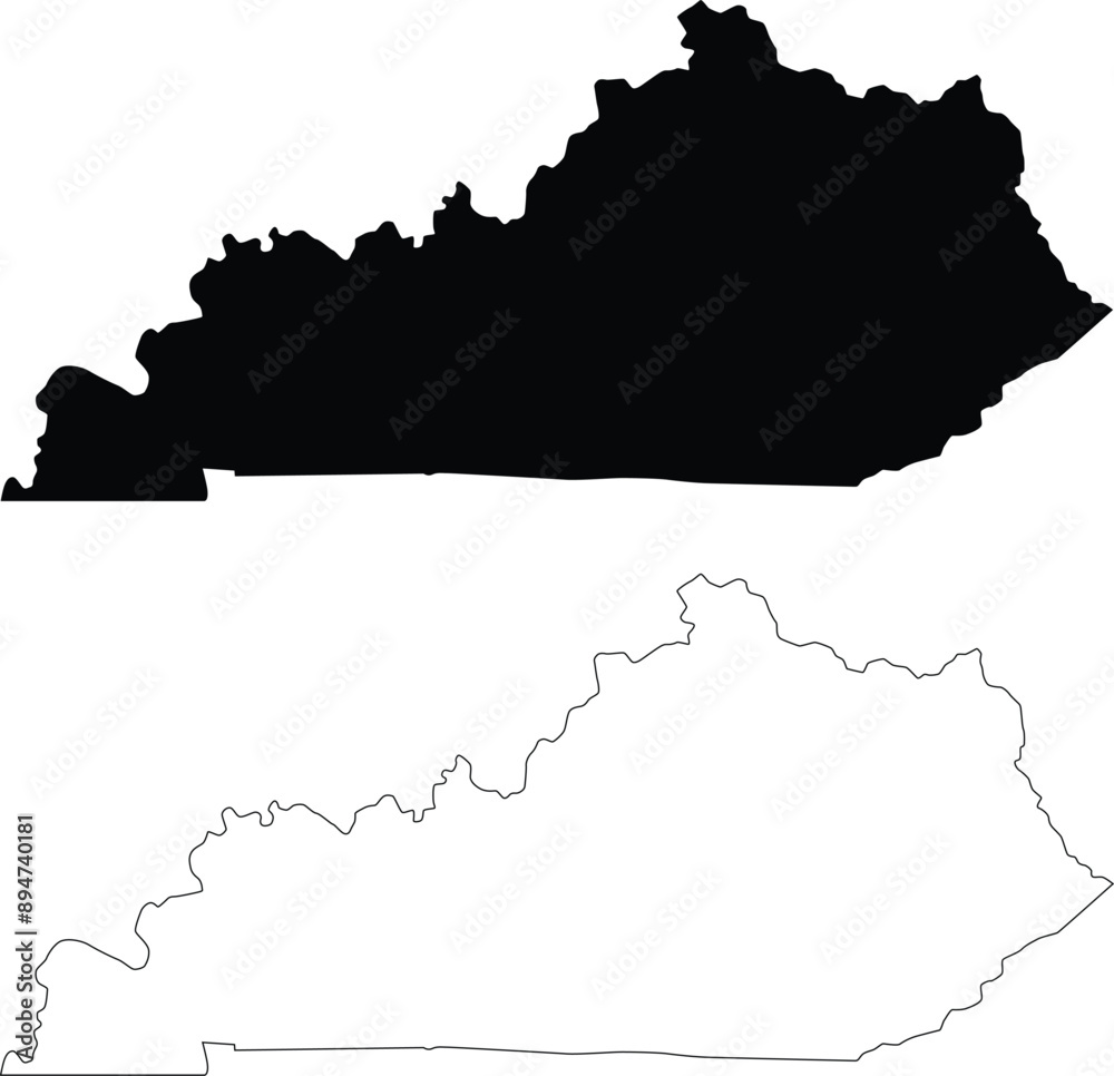 Kentucky state outline contour silhouette vector map Stock Vector ...