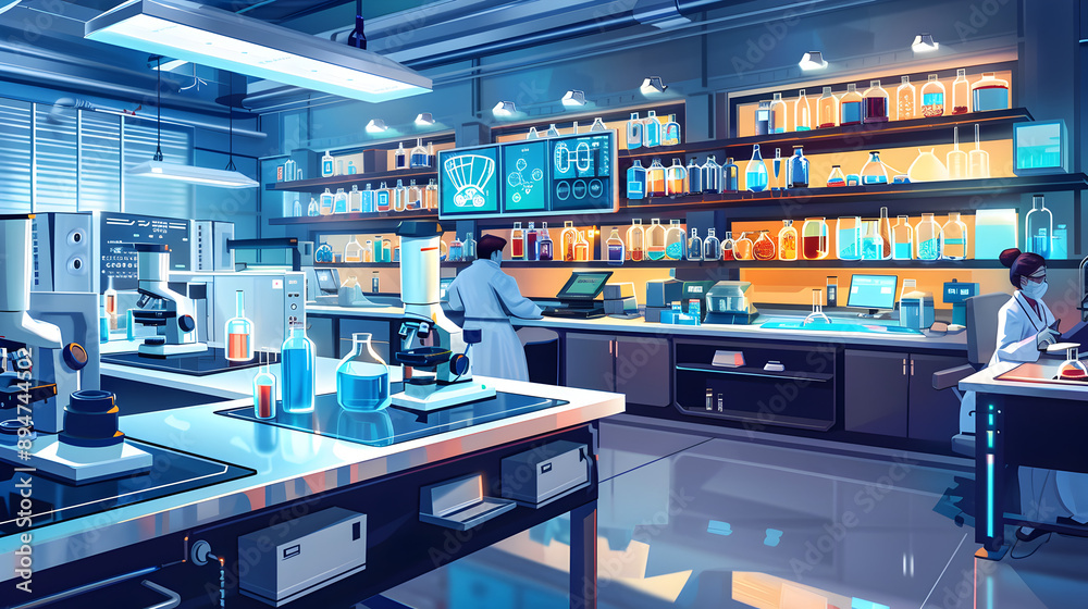 High-Tech Laboratory: An image of a modern, high-tech laboratory with ...